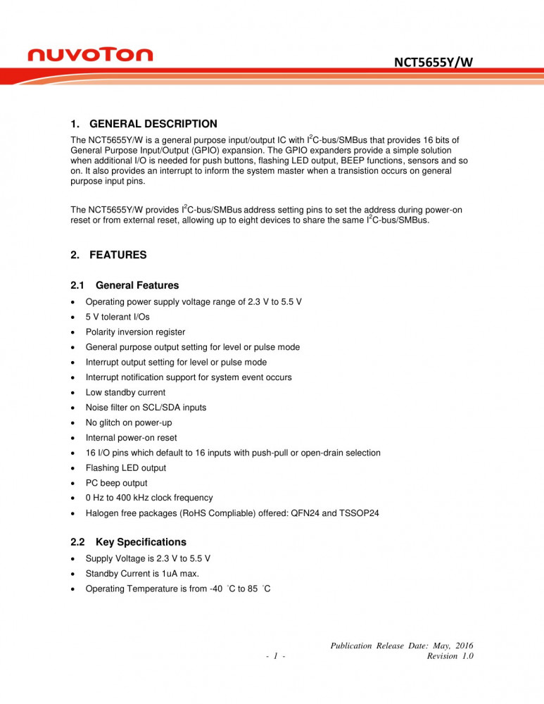NCT5655W datasheet page 5