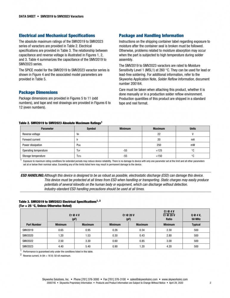 SMV2022-004LF datasheet page 2
