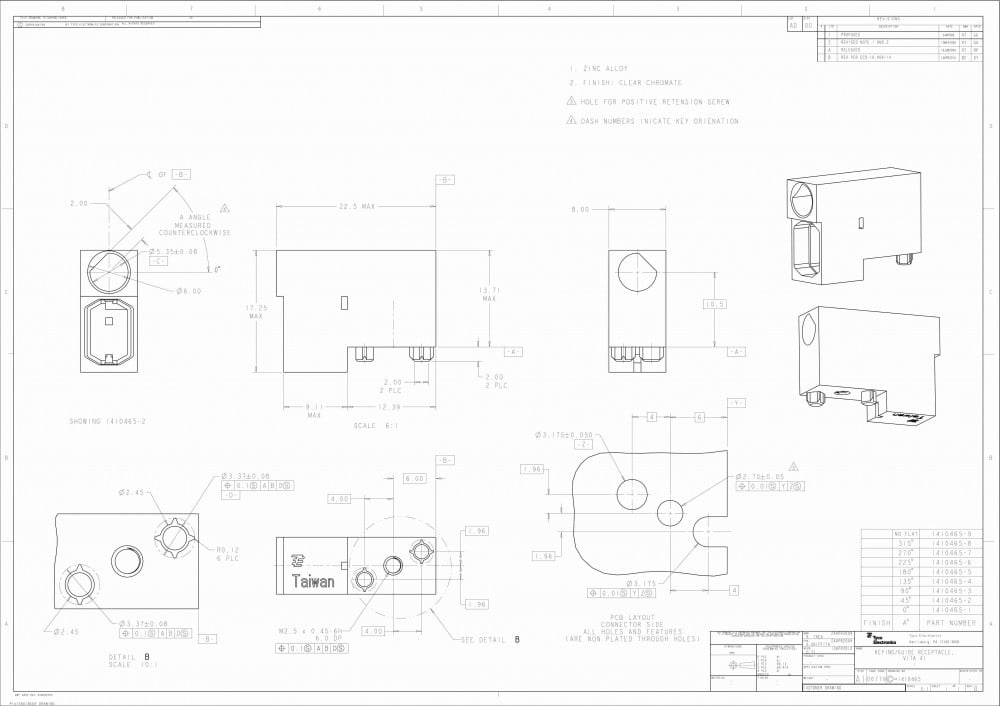 TE Connectivity 1410465 series technical document preview