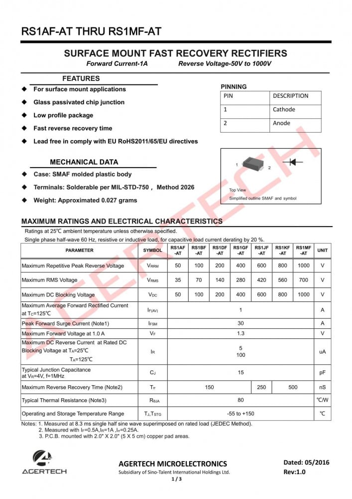 RS1JF-AT datasheet page 1