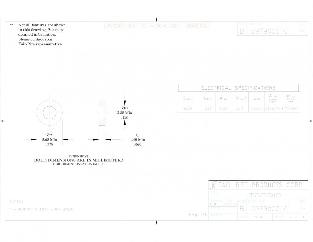 Fair-Rite 5979000101 technical document preview