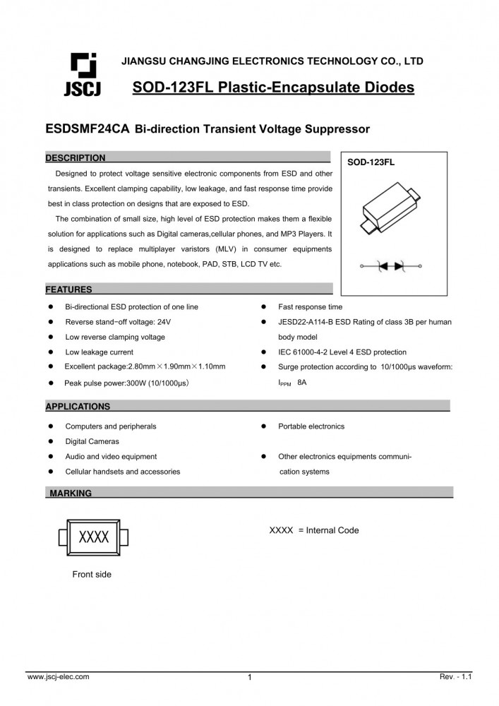 ESDSMF24CA datasheet page 1