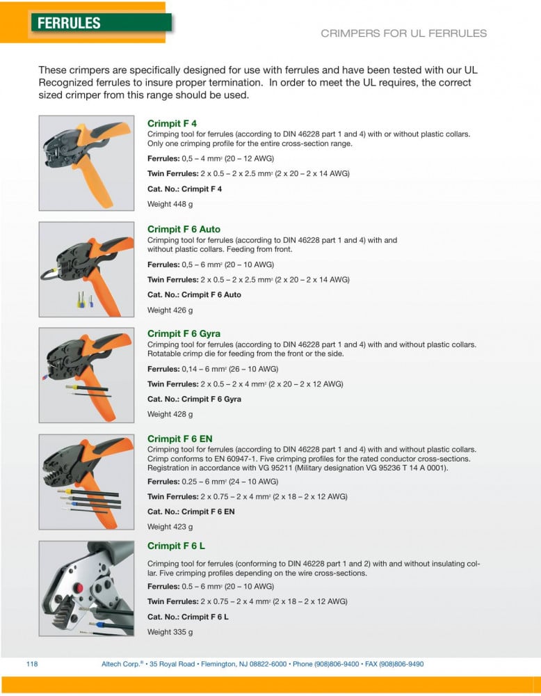Altech ferrule technical document page 5