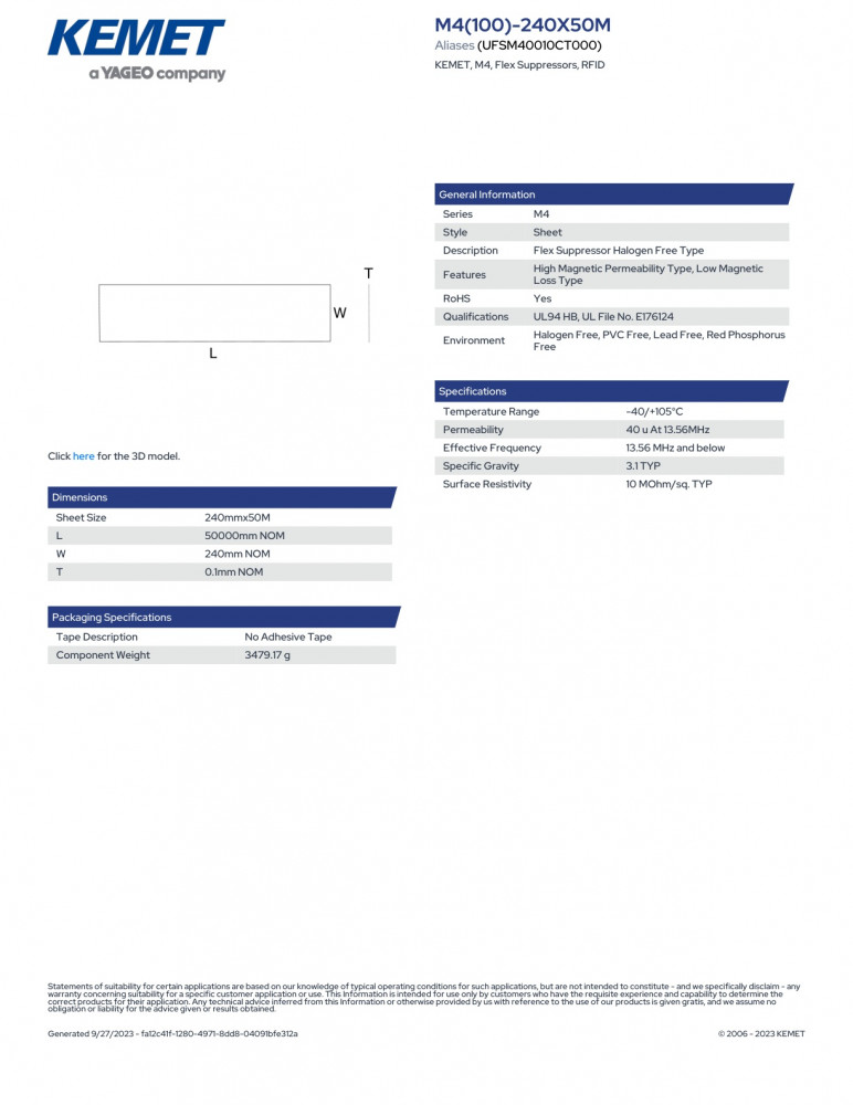 KEMET M4(100)-240X50M technical document