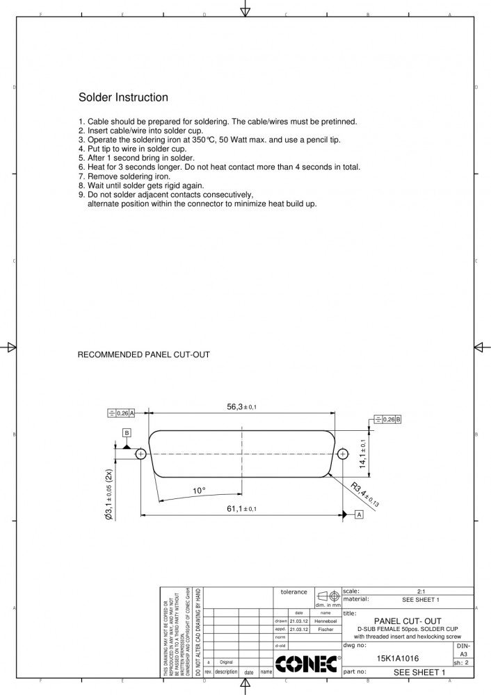 Conec 6STD50SAM99B30X product drawing, sheet 2