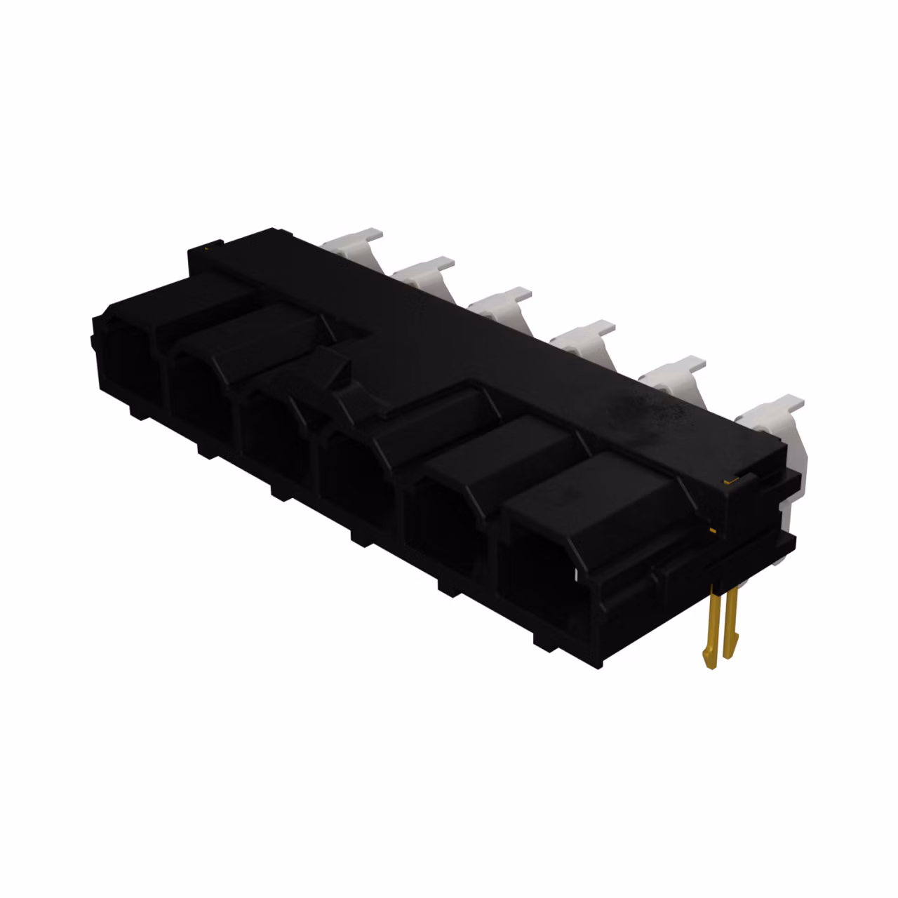 Mini-Fit Sr. Right-Angle Header, 10.00mm Pitch, Single Row, 6 Circuits, 5.10mm Tail Length, for 3.18mm PCB, Silver (Ag) Plating, with Clip for sale