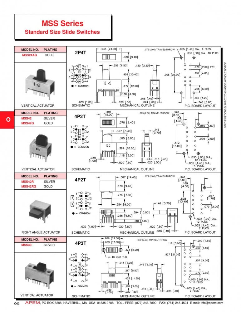 APEM MSS Series datasheet page 3