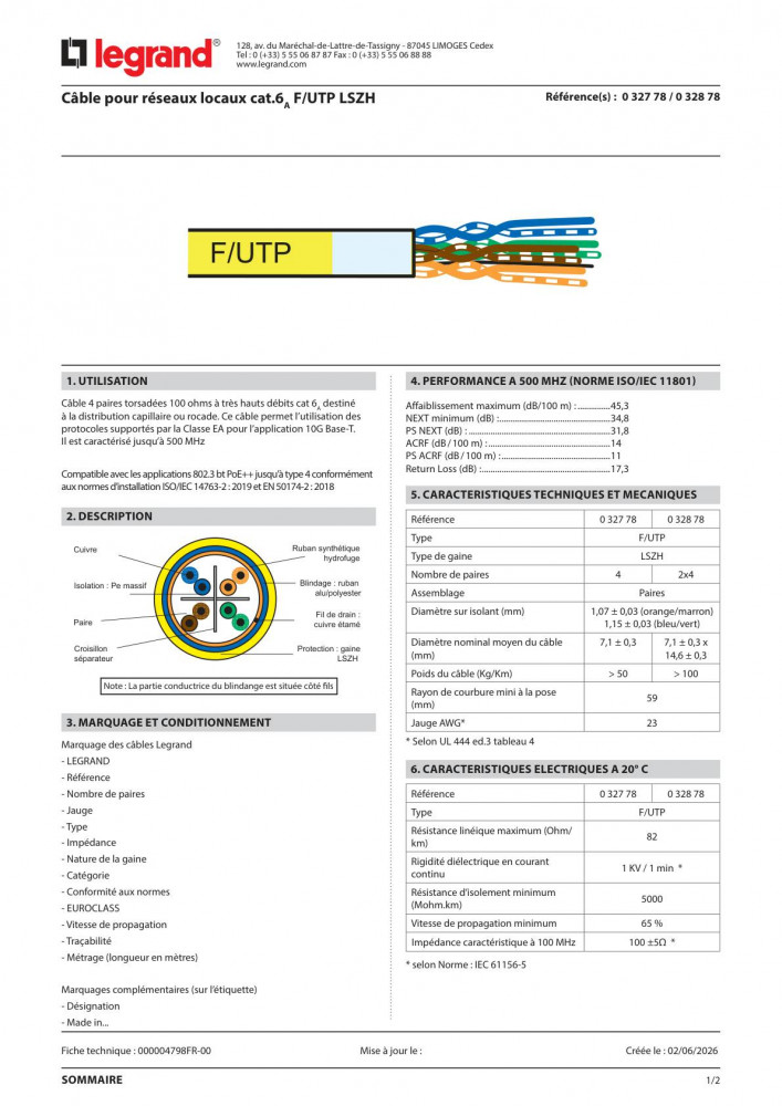 Legrand 032778 technical document, page image 1