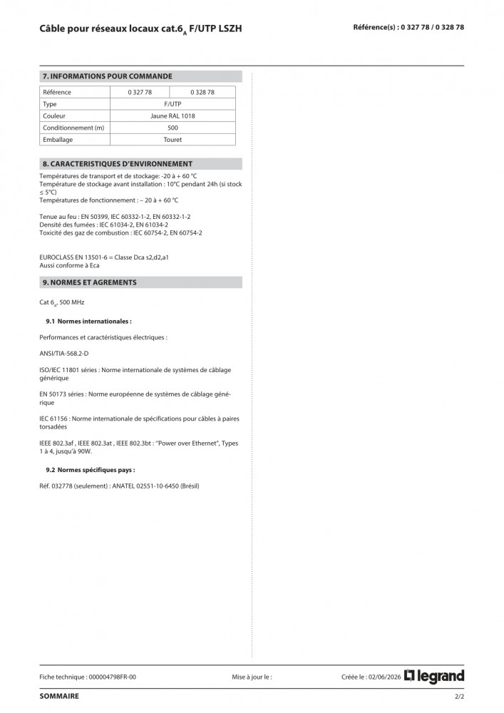Legrand 032778 technical document, page image 2