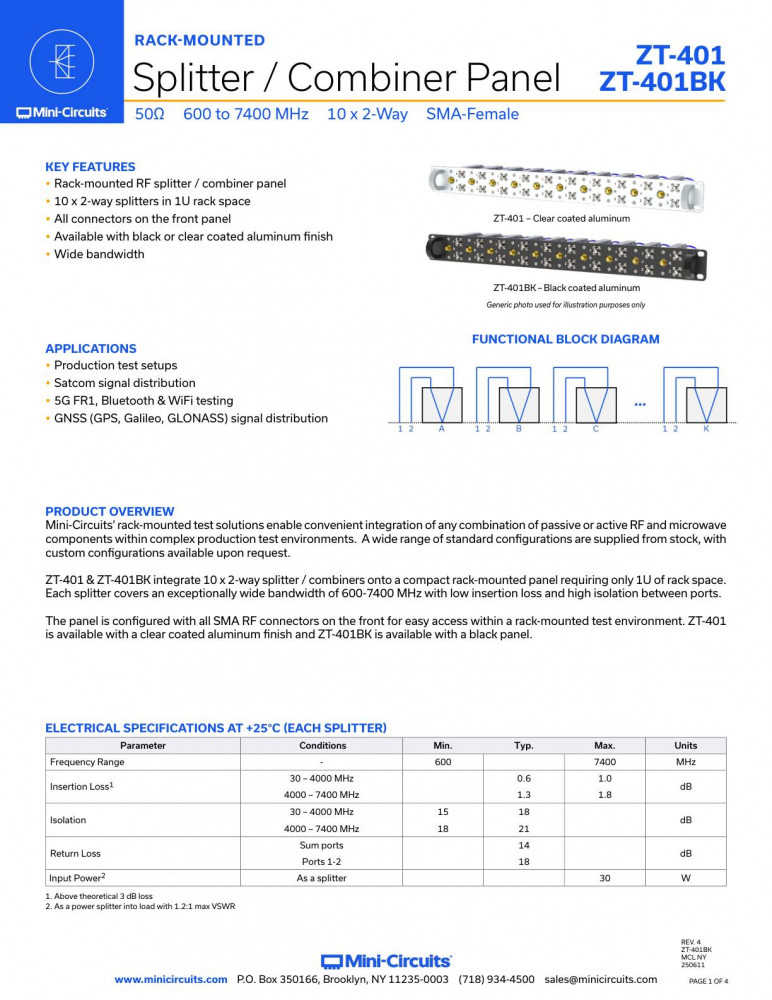 ZT-401BK technical document page 1