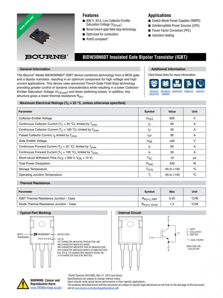 BIDW30N60T datasheet page 1