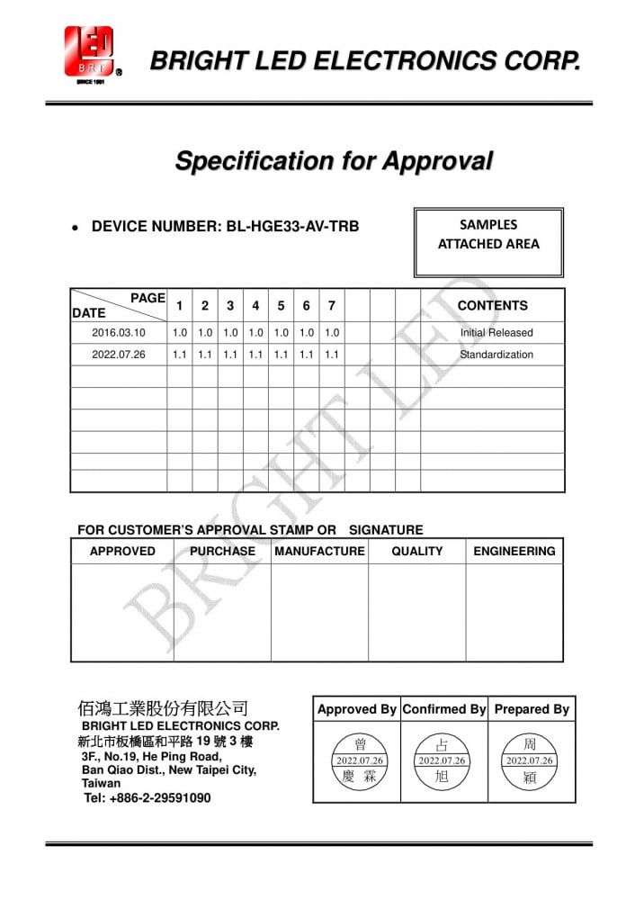 BL-HGE33-AV-TRB datasheet page 1