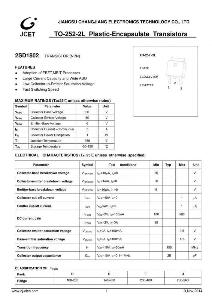 2SD1802 datasheet page 1