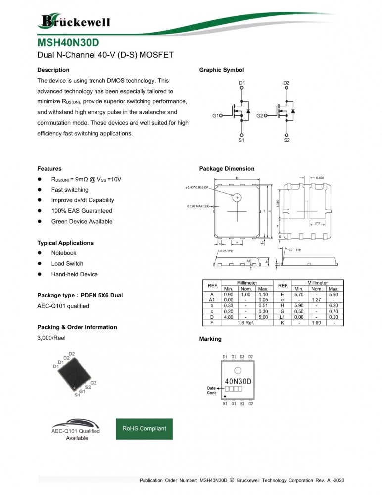 MSH40N30D datasheet page 1
