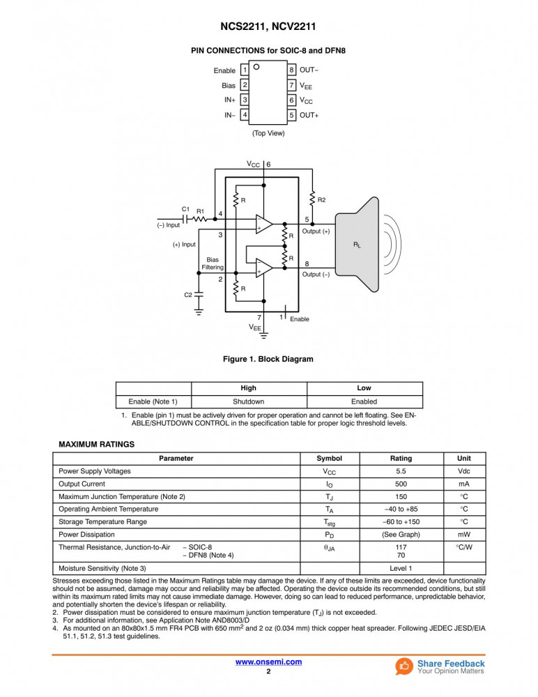 NCS2211 datasheet page 2