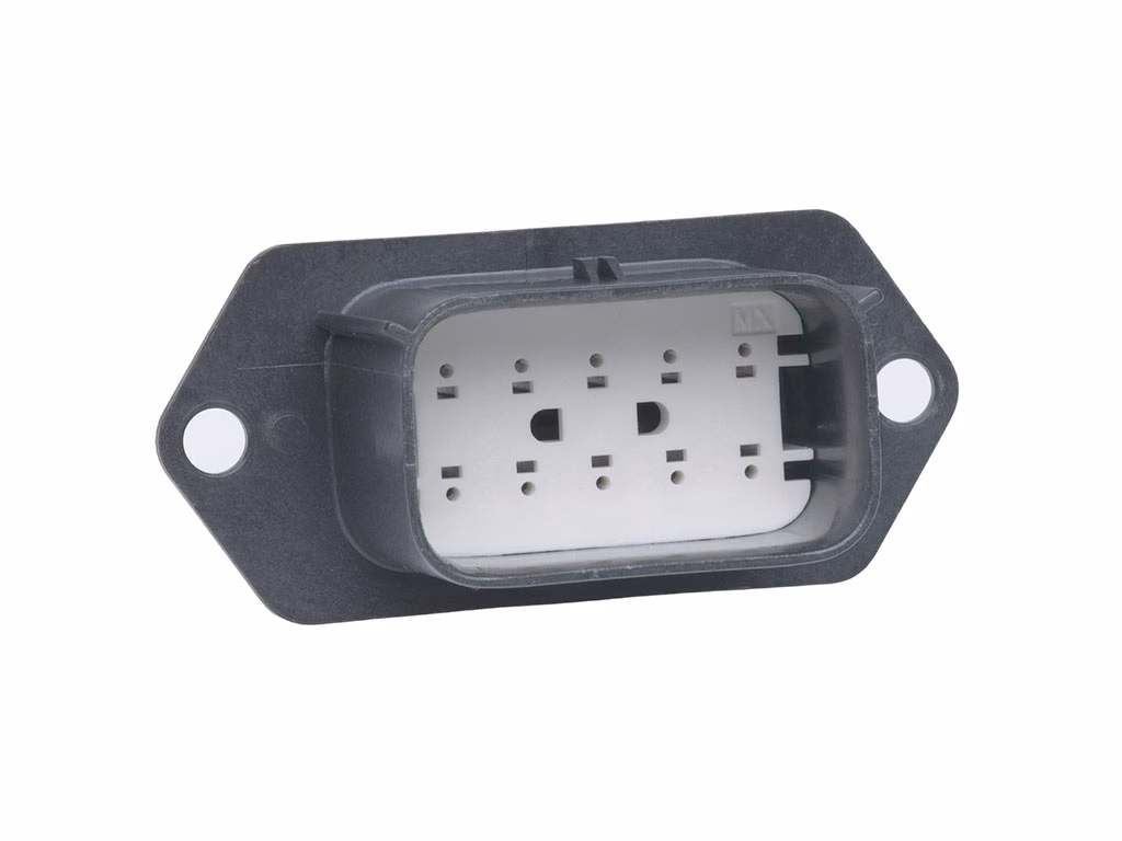 MX150L 10 Circuit Panel Mount Plug for 22-14 AWG Wire, Rear Mount Flange  Assembly, with Gasket, Black for sale