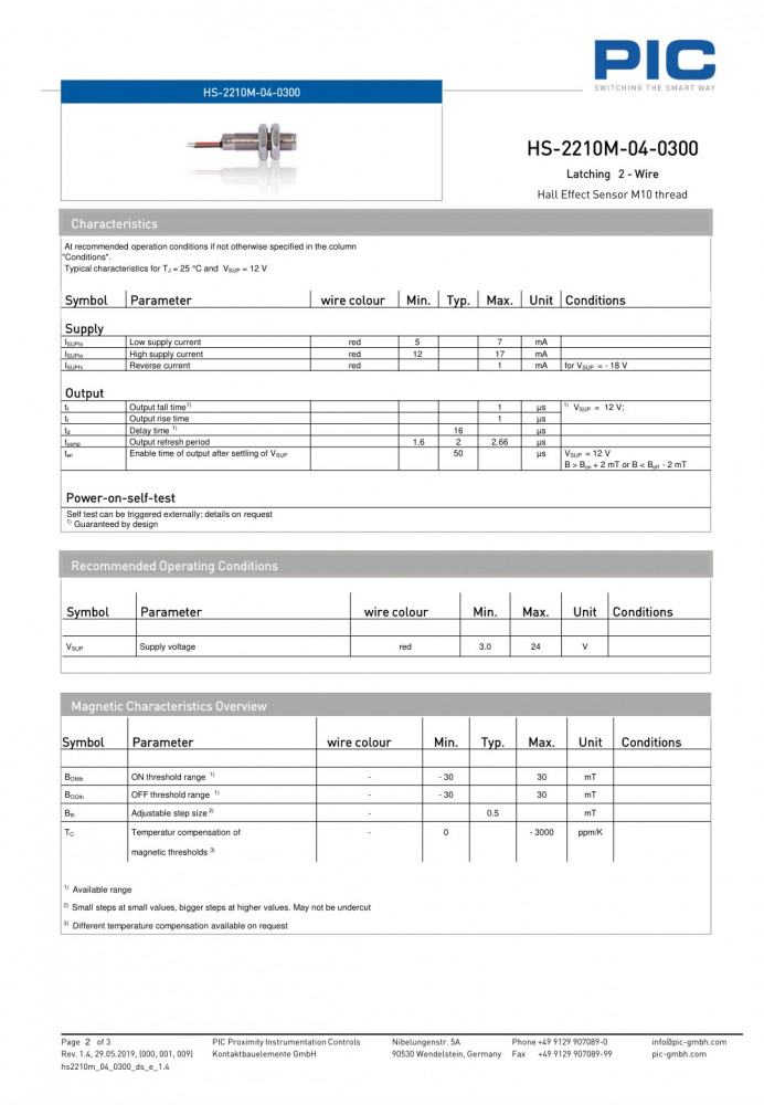 HS-2210M-04-0300 technical document page 2