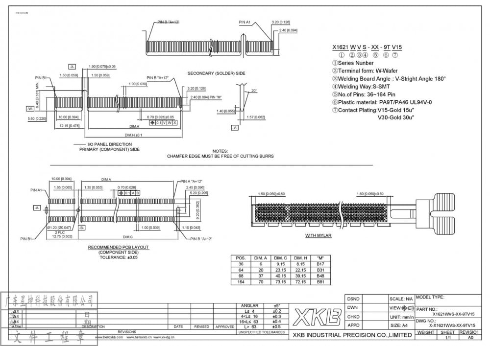 X1621WVS-164-9TV30 technical drawing page 2