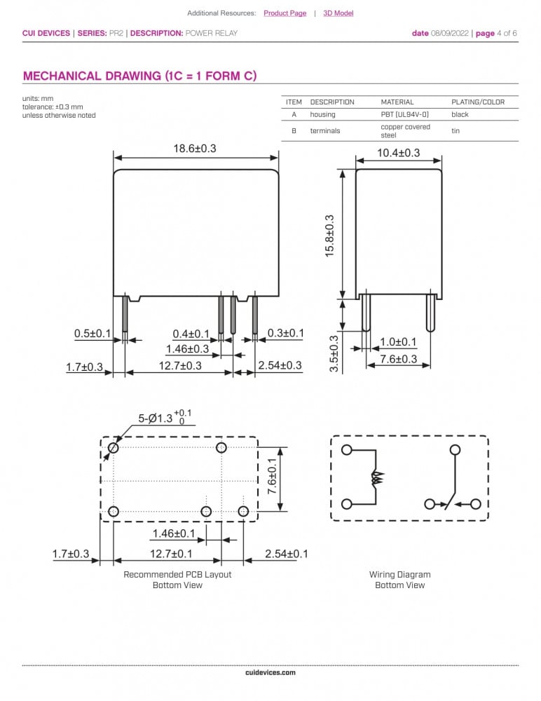 CUI PR2 datasheet page 4