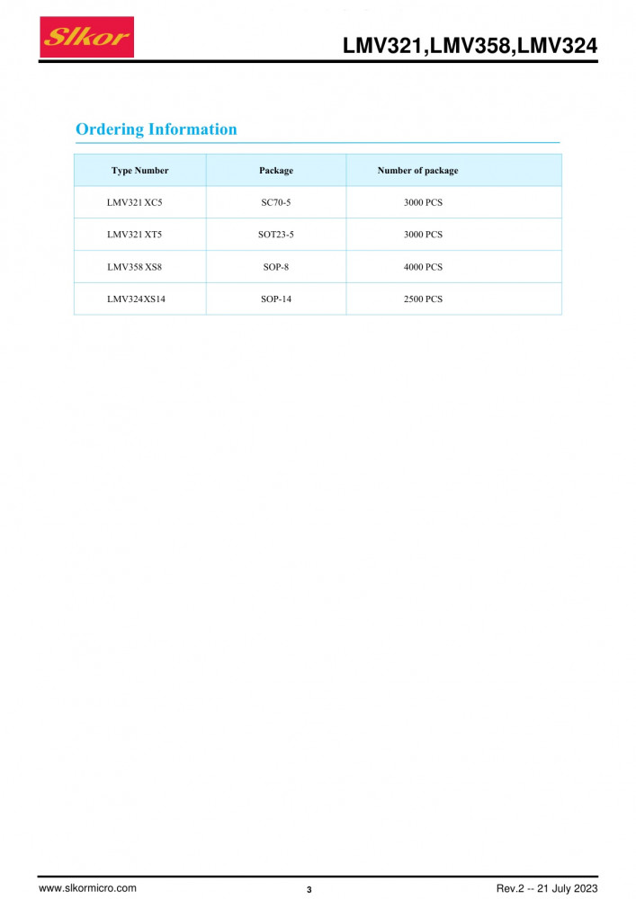 LMV324XS14 datasheet page 3