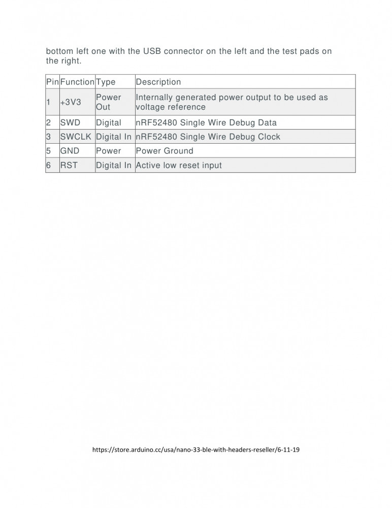 Arduino Nano 33 BLE documentation page 4
