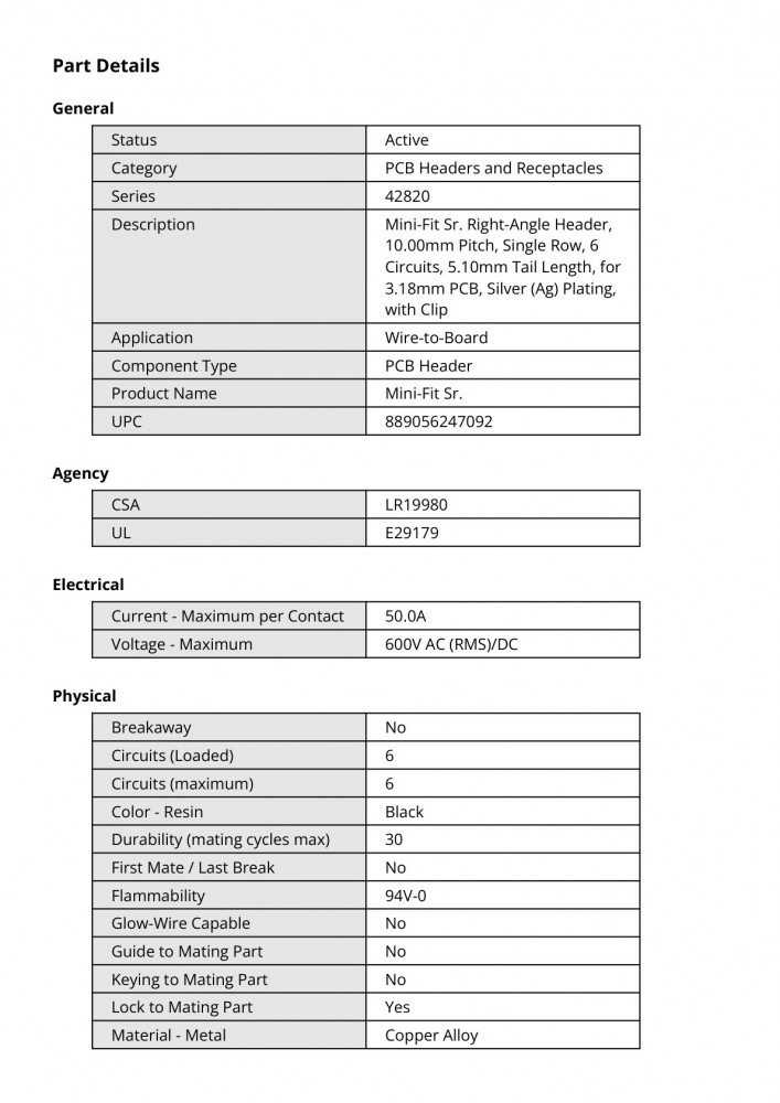 Technical document page 2 for MOLEX 428206234