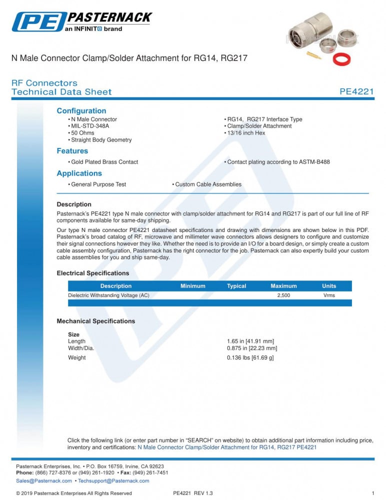 PE4221 datasheet page 1
