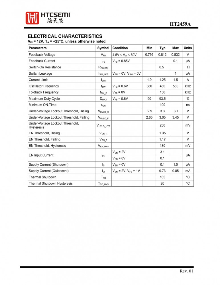 HT2459ARTZ datasheet page 3