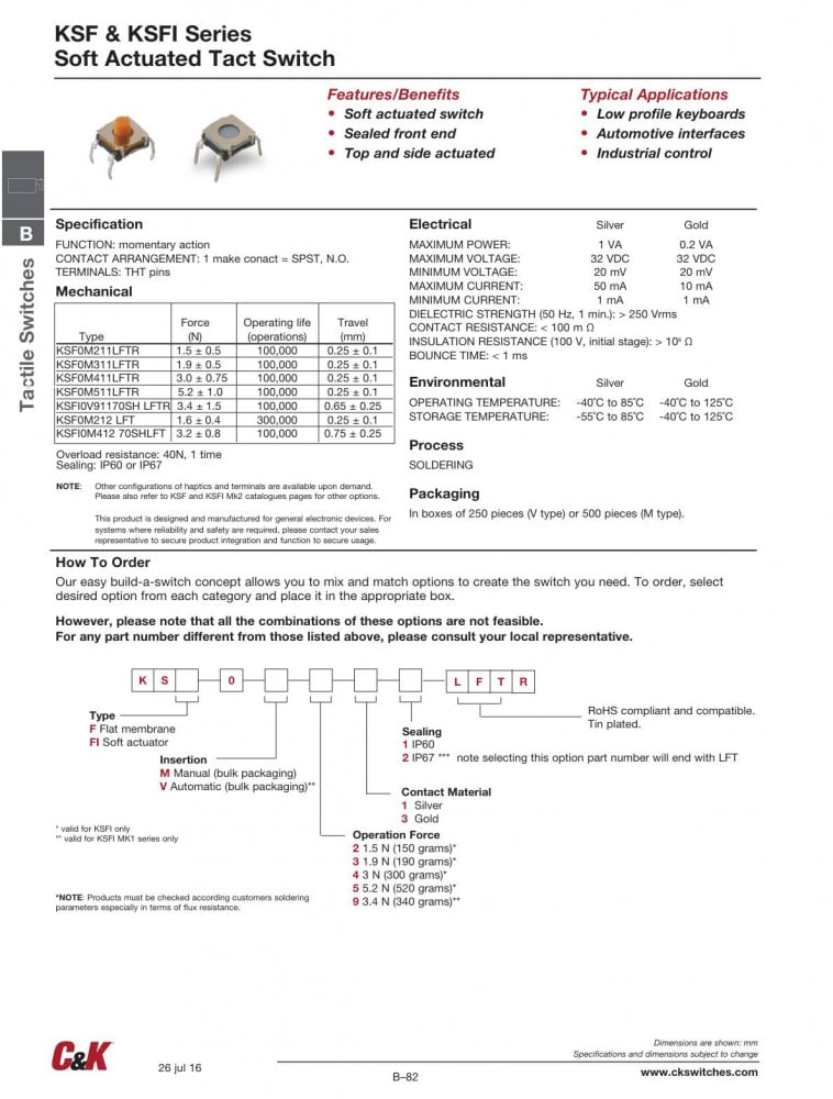 C&K switch catalogue page 1