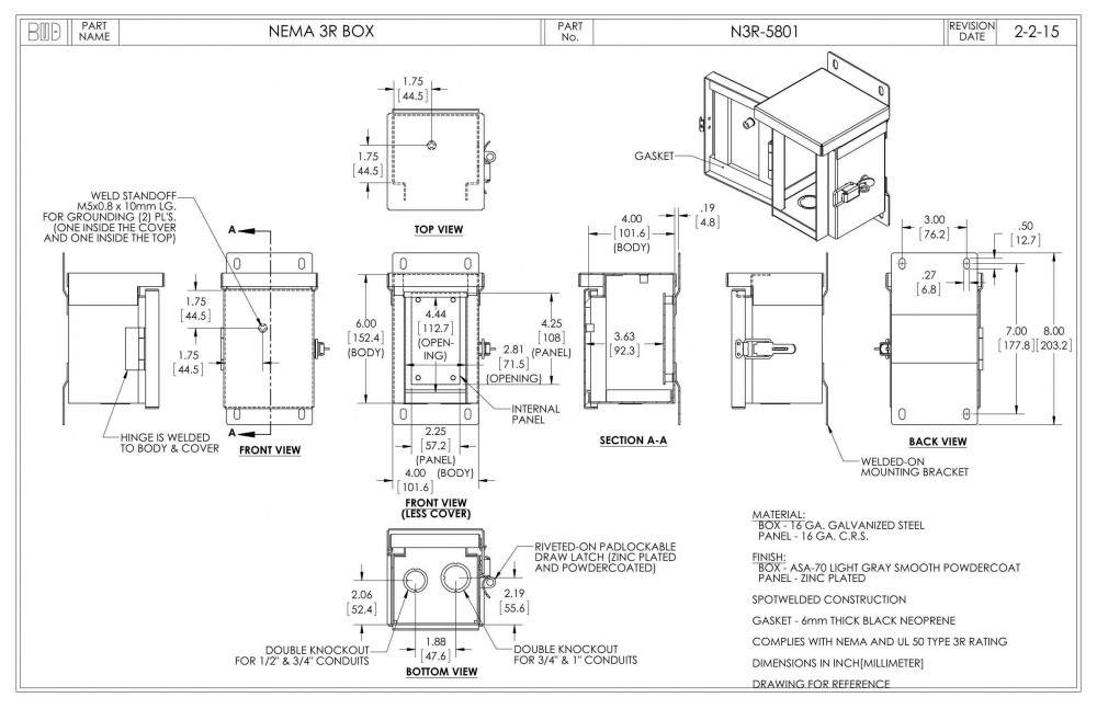 Bud Industries N3R-5801 product drawing