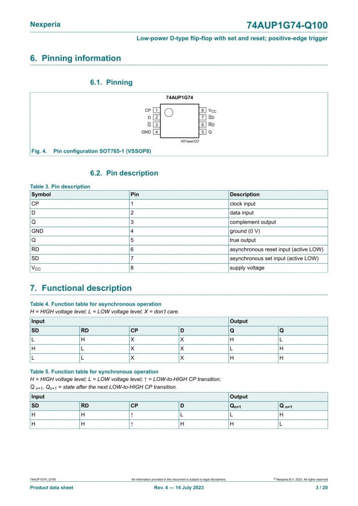 74AUP1G74-Q100 datasheet page 3