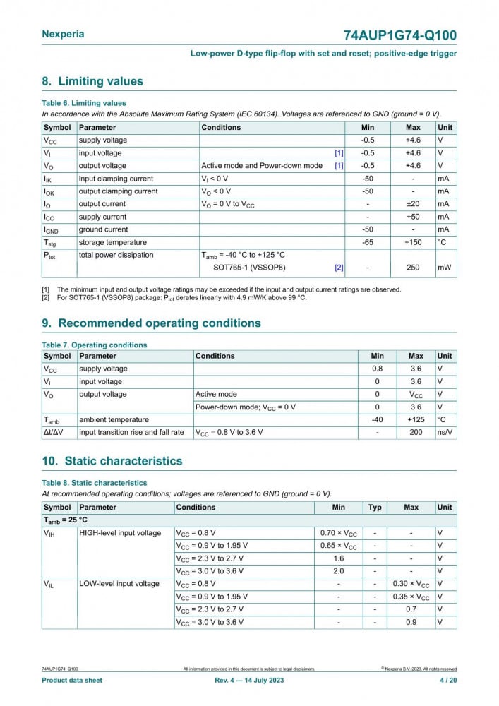 74AUP1G74-Q100 datasheet page 4