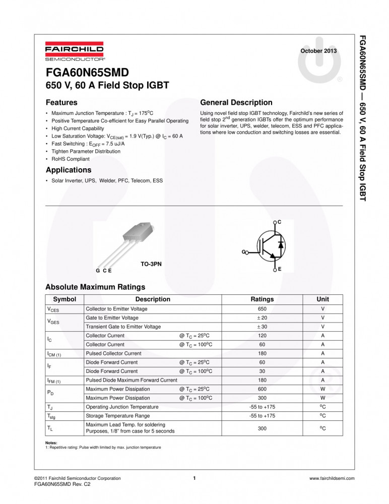 FGA60N65SMD datasheet page 2