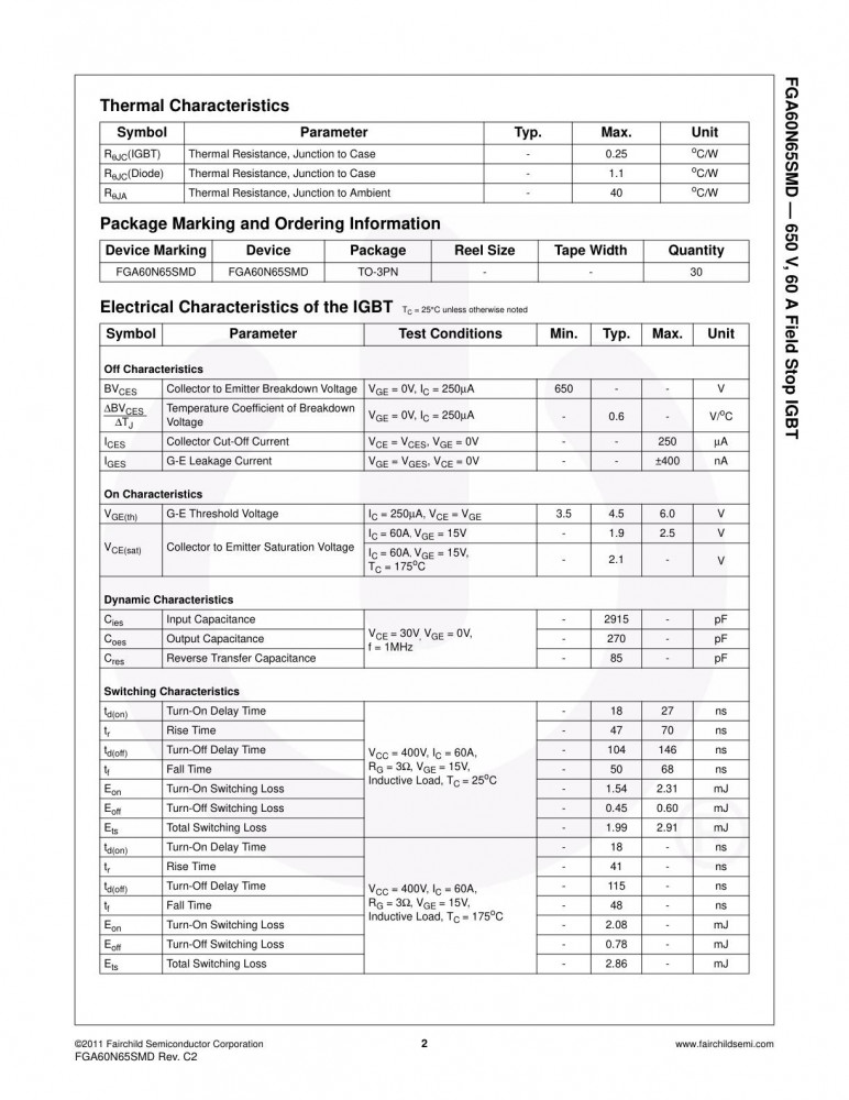 FGA60N65SMD datasheet page 3