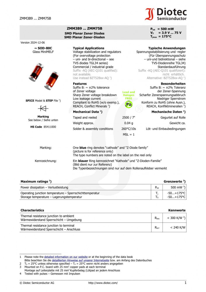 ZMM10B datasheet preview, page 1