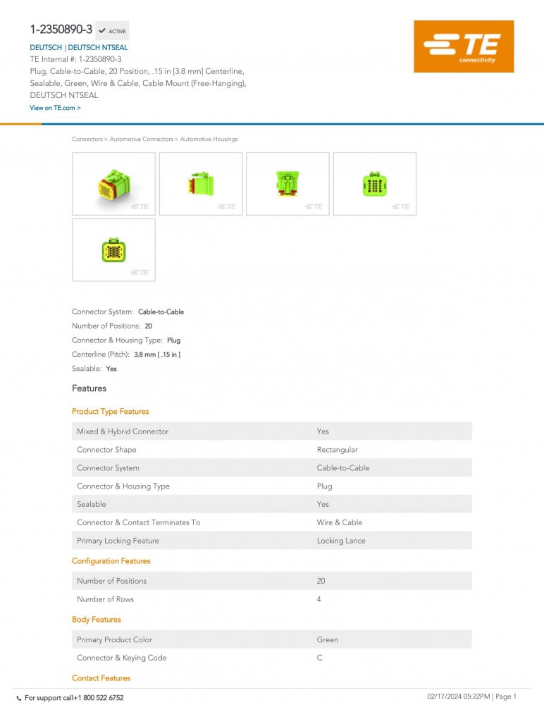 DEUTSCH 1-2350890-3 technical document page 1
