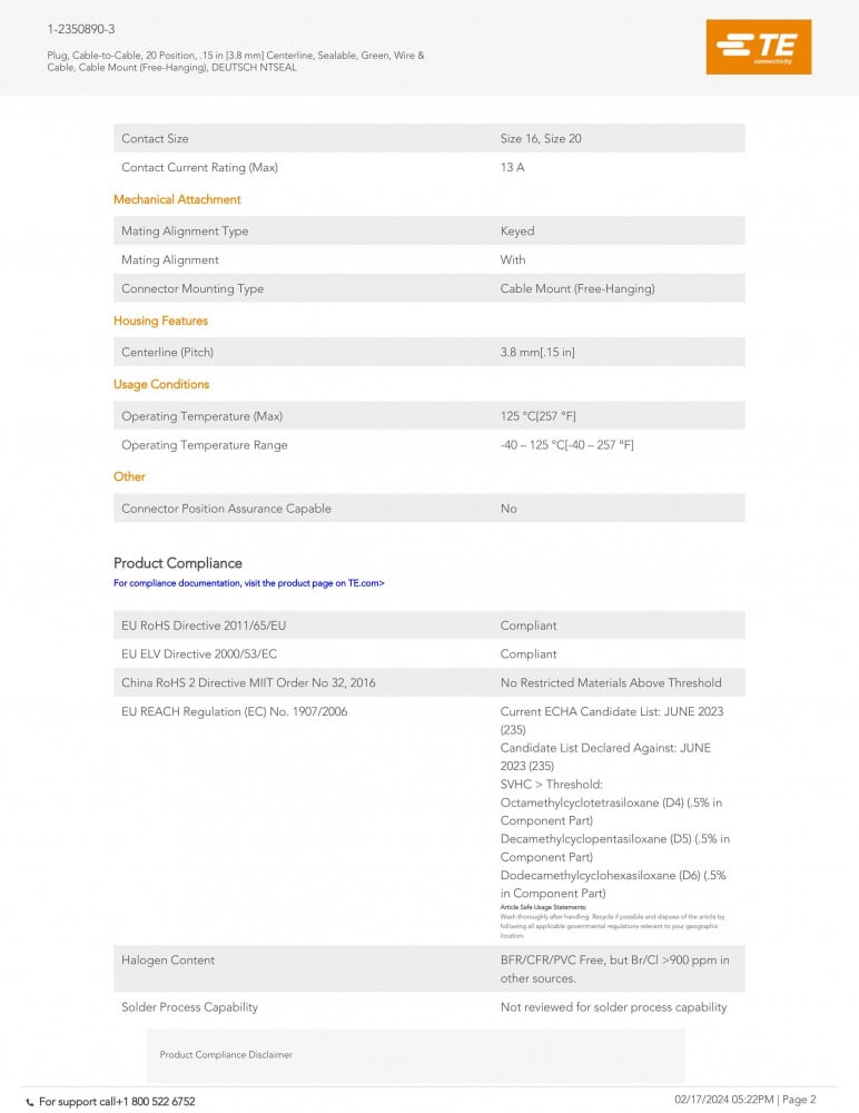 DEUTSCH 1-2350890-3 technical document page 2