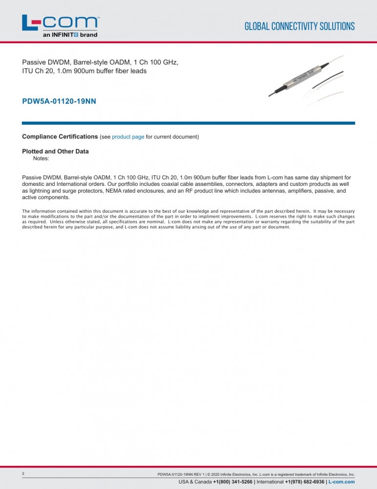 PDW5A-01120-19NN specifications page