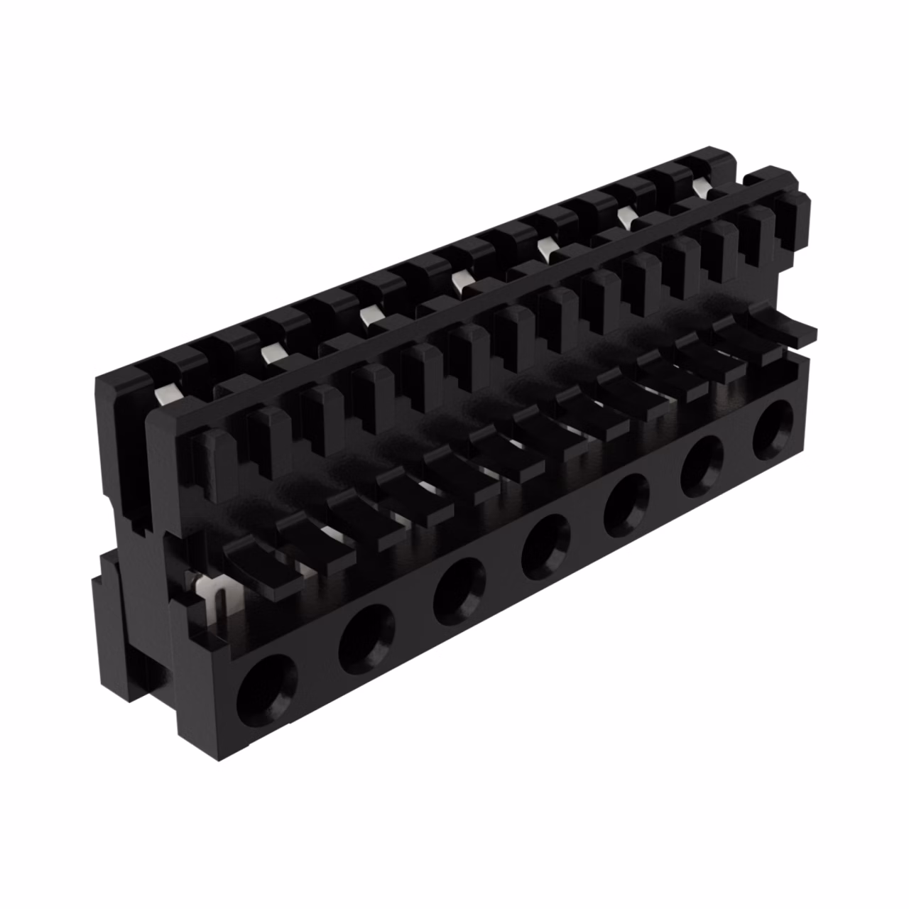5.00mm R-Power RAST Female Connector, 10.0A, Tin Plated, 7 Circuits, UL94-V0, Fully Coded, Open End Walls, Black for sale
