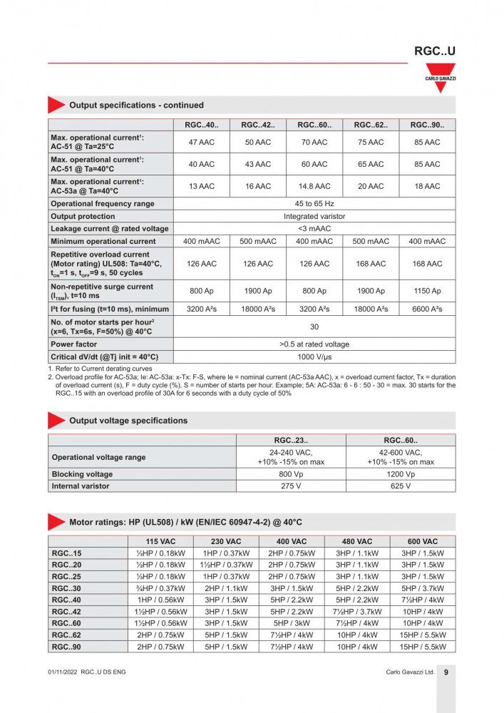 RGC solid state contactor documentation page 9