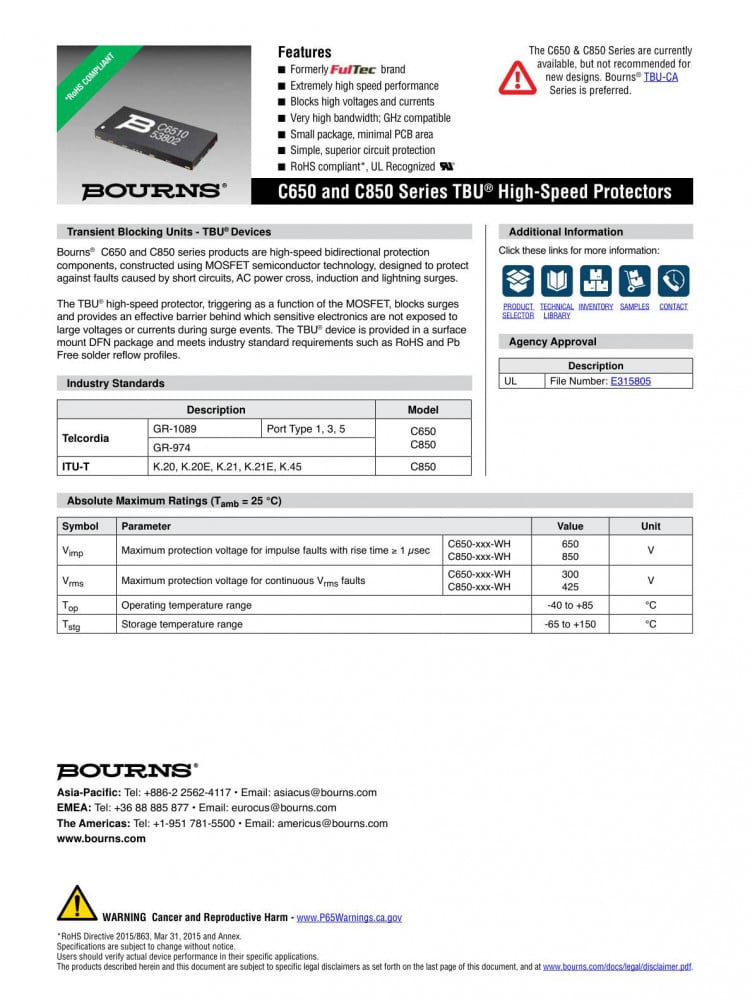 C650 and C850 datasheet page 1