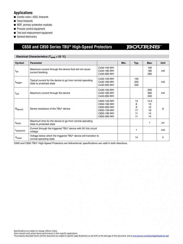 C650 and C850 datasheet page 2