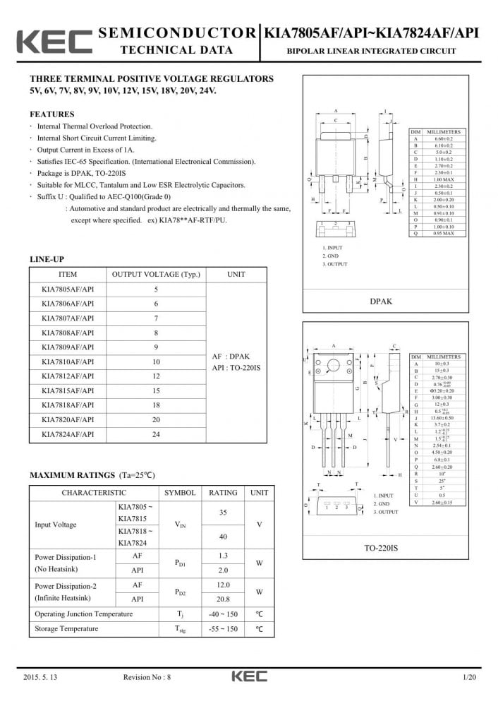 KEC KIA7809API-U/PF datasheet page 1
