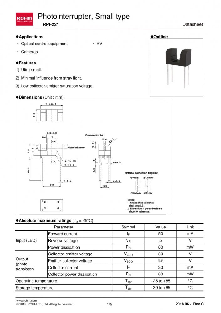 RPI-221A datasheet page 1