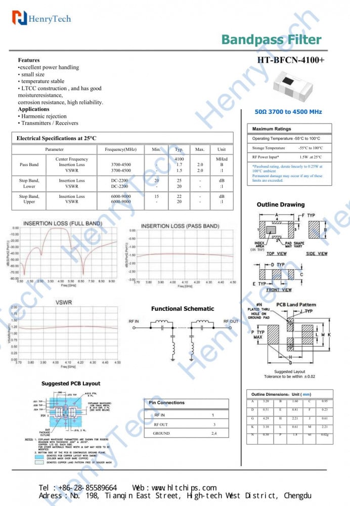 HT-BFCN-4100+ technical datasheet page