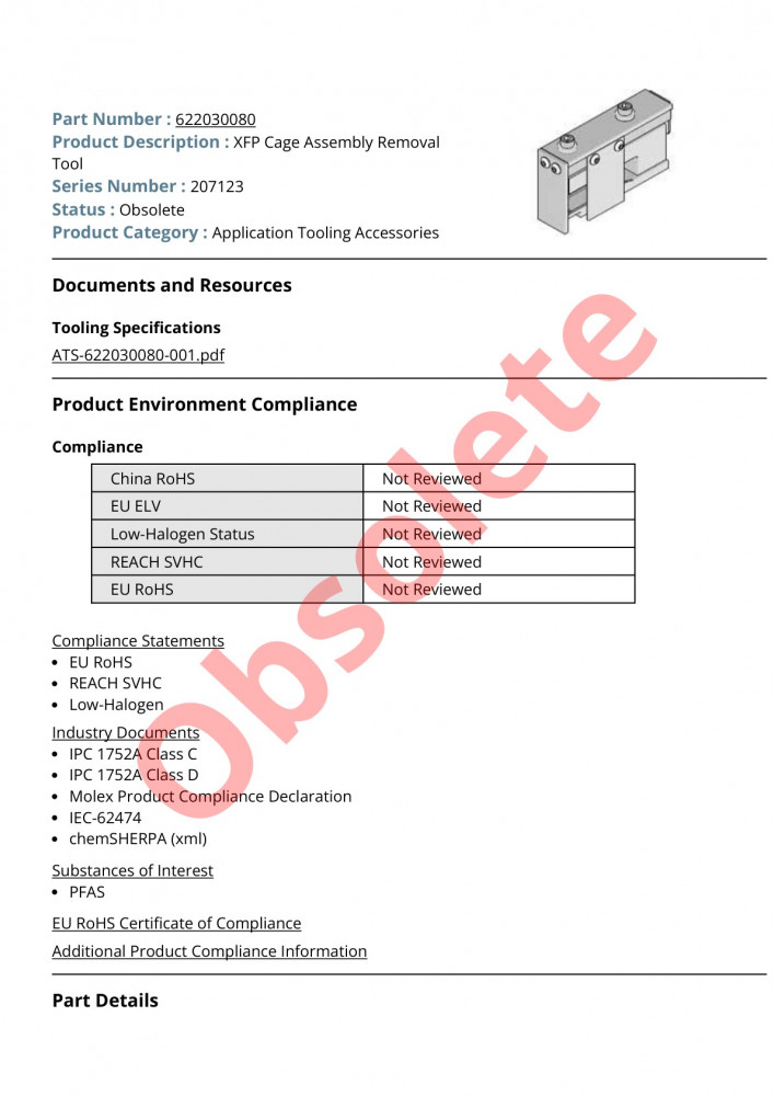 Technical document image 1 for Molex 622030080