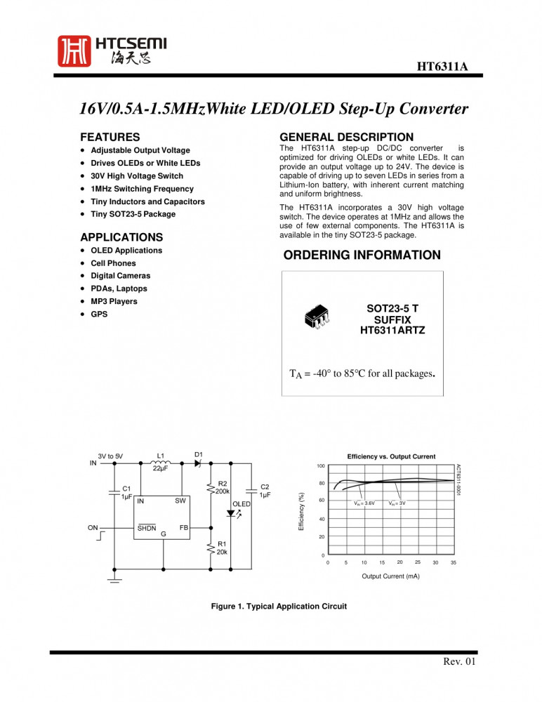 HT6311ARTZ datasheet page 1
