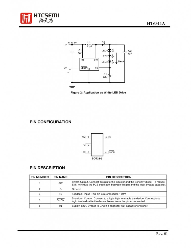 HT6311ARTZ datasheet page 2