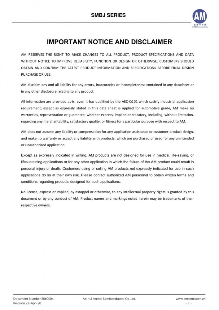 SMBJ transient voltage suppressor datasheet page 8