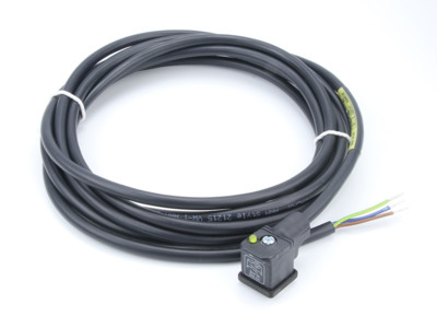 mPm DIN Valve Connector, Form C - Micro 9.4mm 2 Pole to 3.0m Black WSOR UL Cable Pigtail, Yellow LED + VDR, Black Profile Nitrile Gasket, 24V for sale